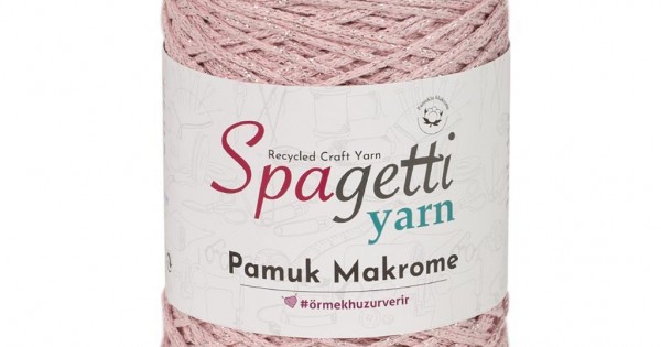 Simli Makrome Bebe Pembe (Gümüş Sim) El Örgü İpliği